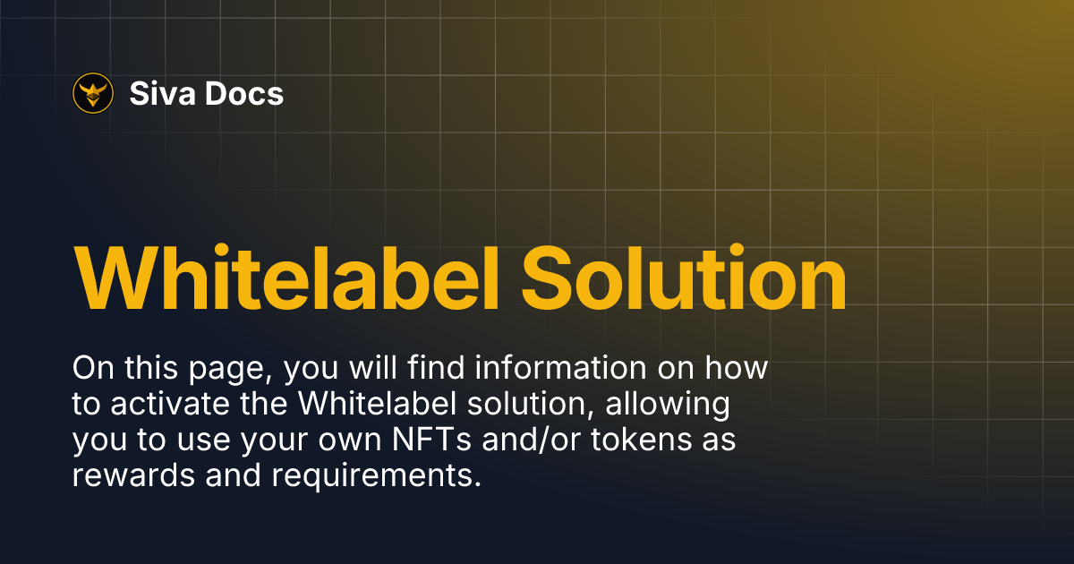 Whitelabel Solution | Siva Docs